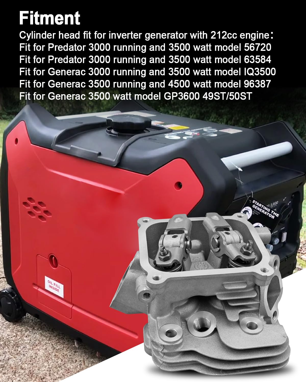Snapklik.com : Cylinder Head Assembly Fit For Predator 3500 Watt ...
