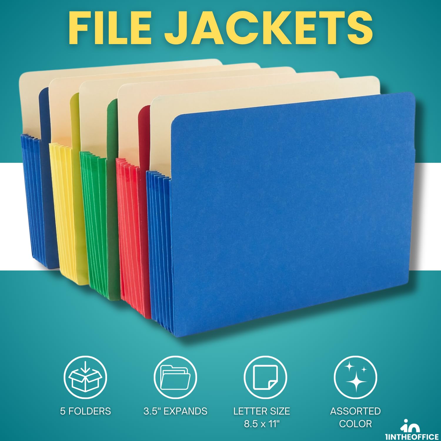 Snapklik.com : File Jackets Letter Size, Expanding File Pockets, 3.5 ...