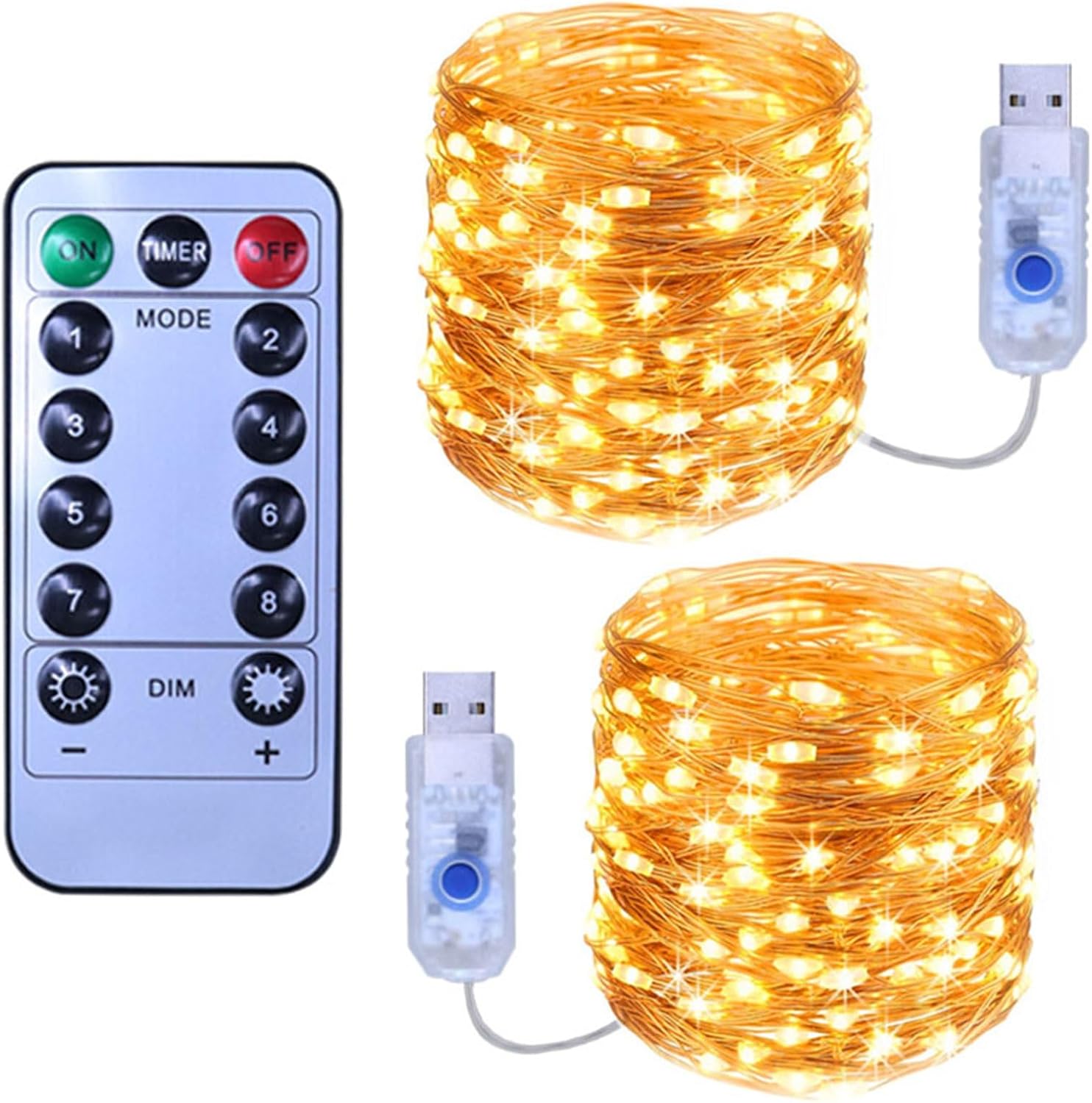 Amazon.com: Fairy Lights Plug in 2 Pack Total 132ft 400 LED USB Twinkle ...
