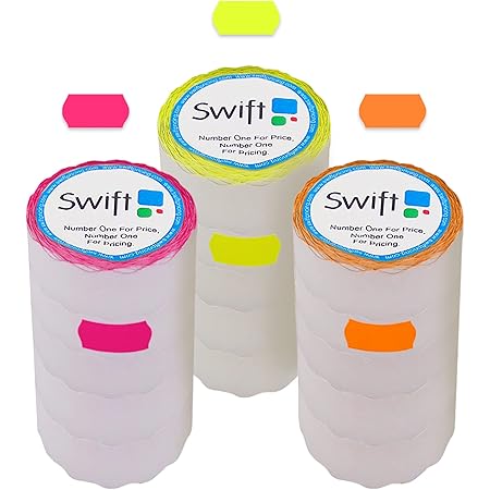 Swift 26 x 12 mm Price Gun Labels White Peelable 10 Rolls 10,000 ...