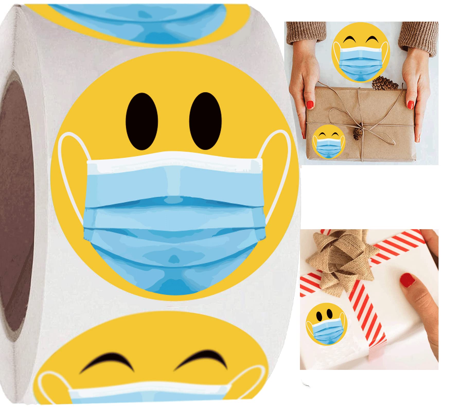 Well Tile2 Inch Smiley Face Mask Stickers Yellow Happy Face ...