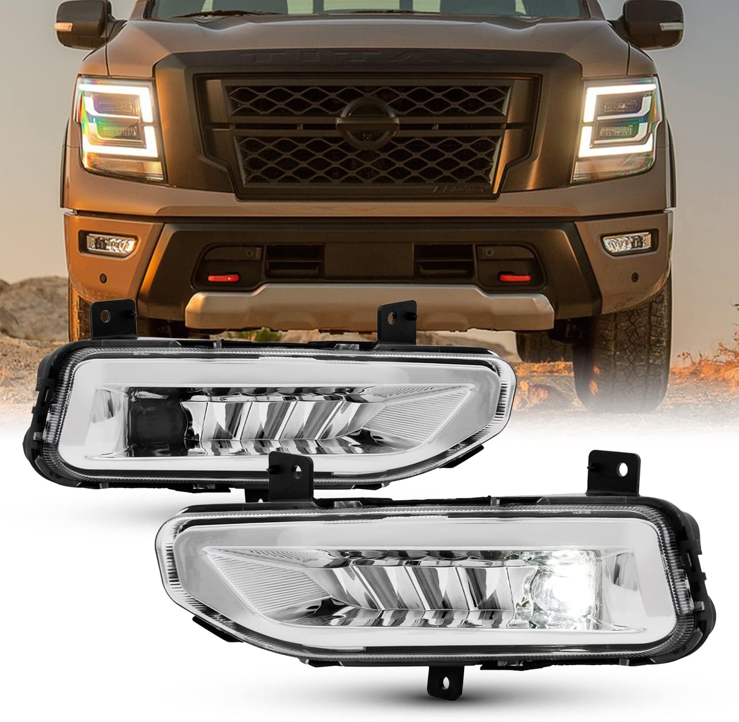 Amazon.com: AKKON - Fit 2020-2024 Nissan Titan LED Model OE Style Fog ...