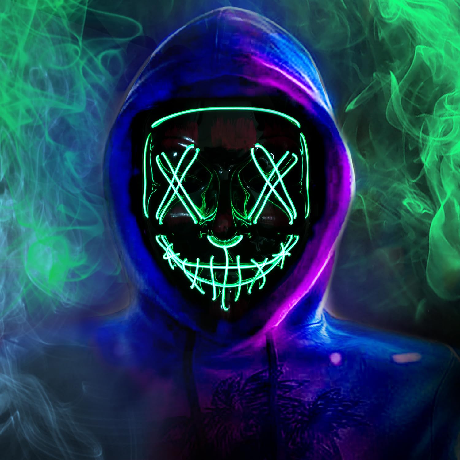 Snapklik.com : Halloween Purge Mask Light Up Scary Mask EL Wire LED ...