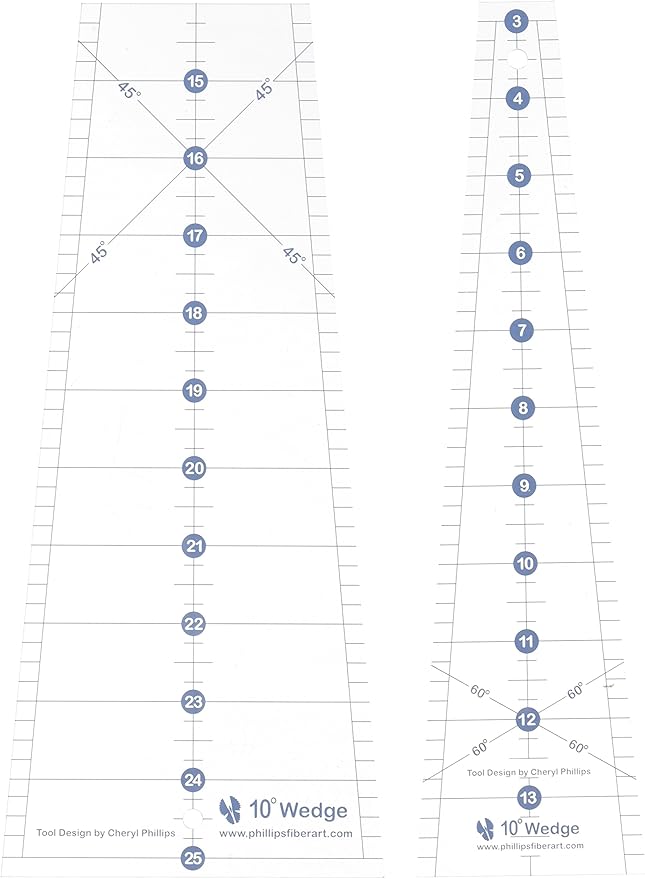 Amazon.com: Phillips Fiber Art 2TDW Two Piece Ten Degree Wedge Ruler ...