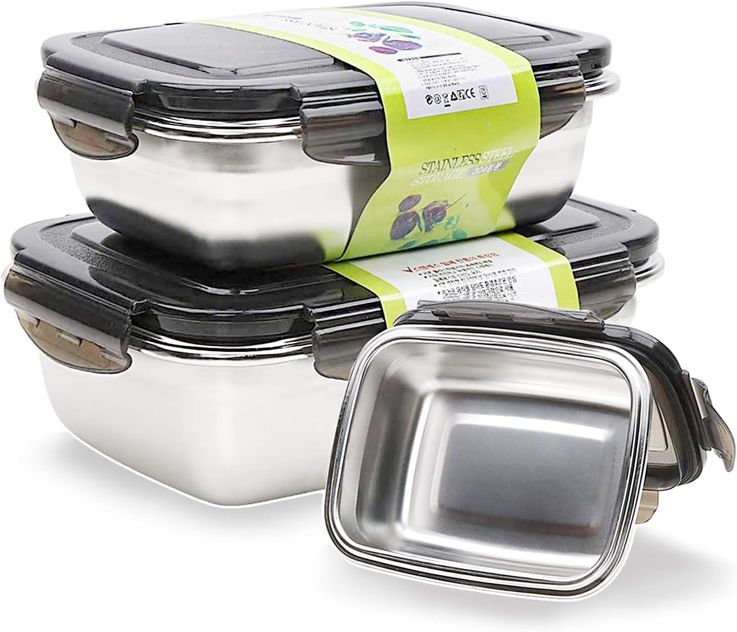 PIKA - Lot de 7 boites alimentaires en inox - 3x 820ml + 2x 1200ml + 2x ...