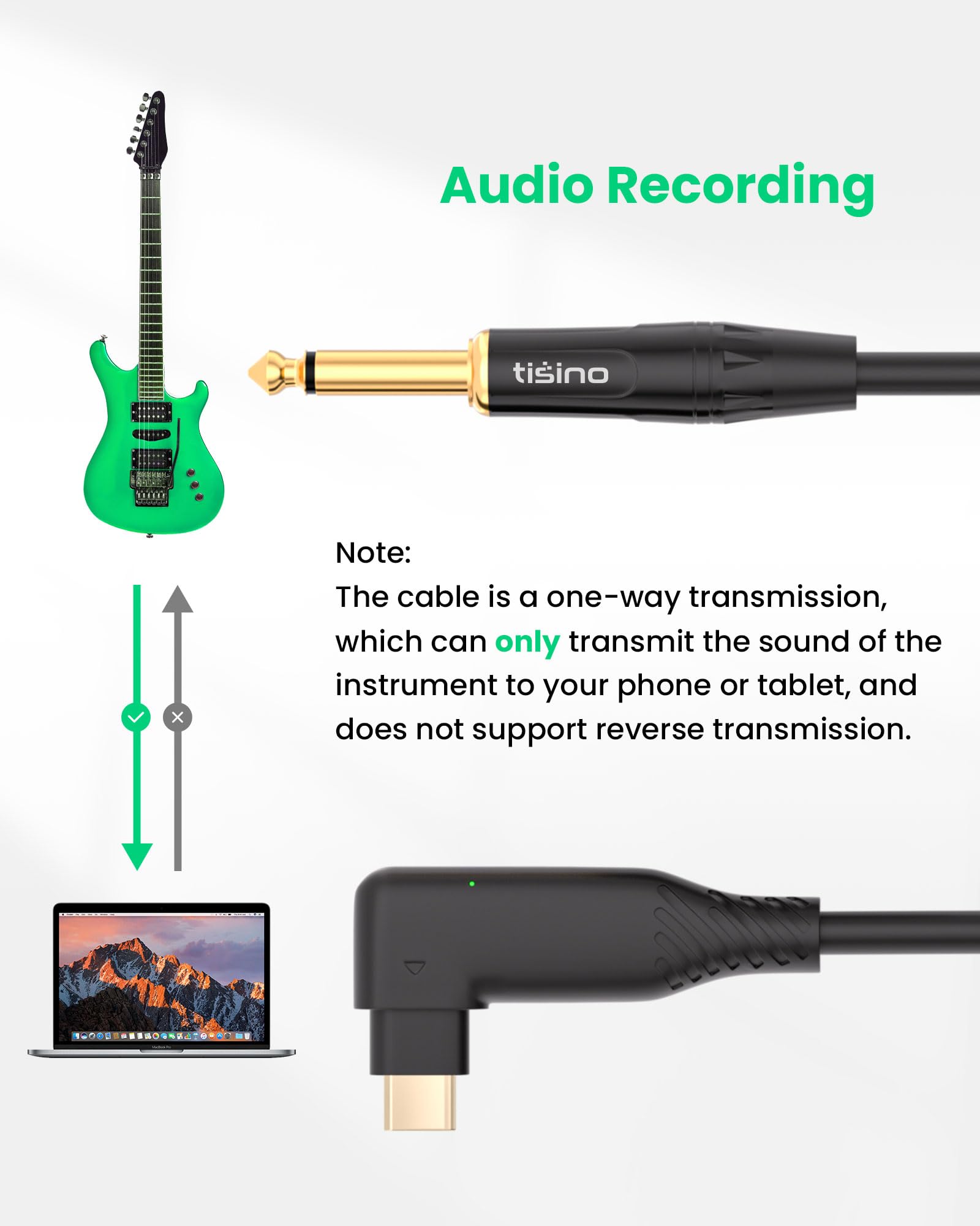Snapklik.com : Tisino USB C To 6.35mm TS Mono Audio Cable, Right Angle ...
