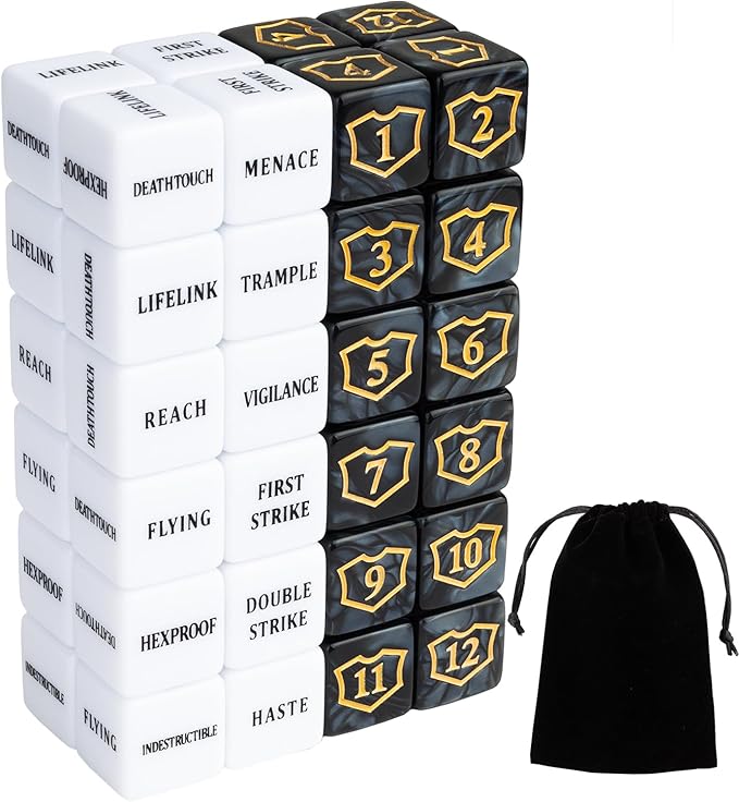 Amazon.com: 48 Pieces Shield MTG Dice Counters Ability Keywords Counter Dice Life Tokens D6 ...