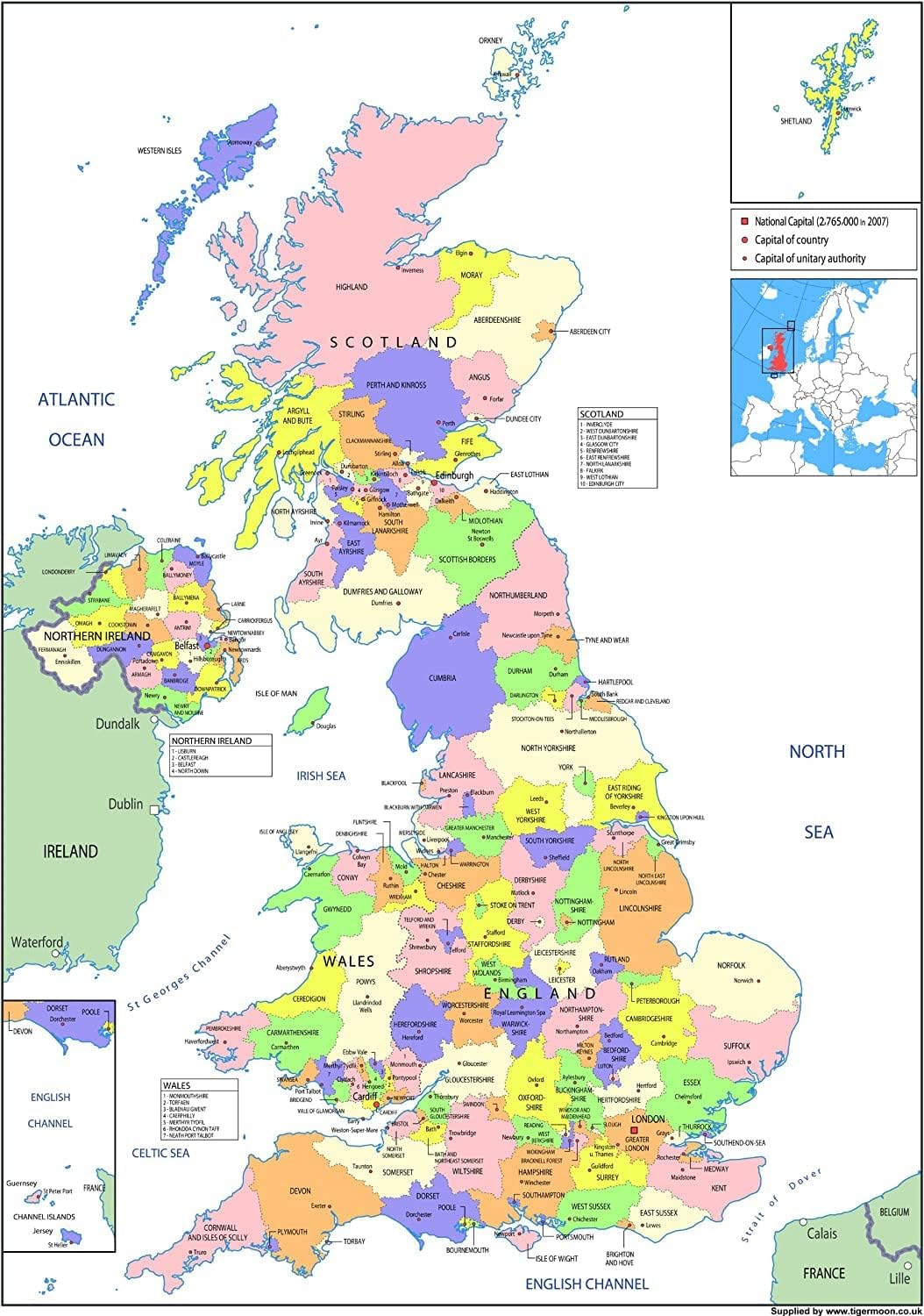 I MAPS Administrative Map of the UK - Size A1-59.4 x 84.1cm - Paper ...
