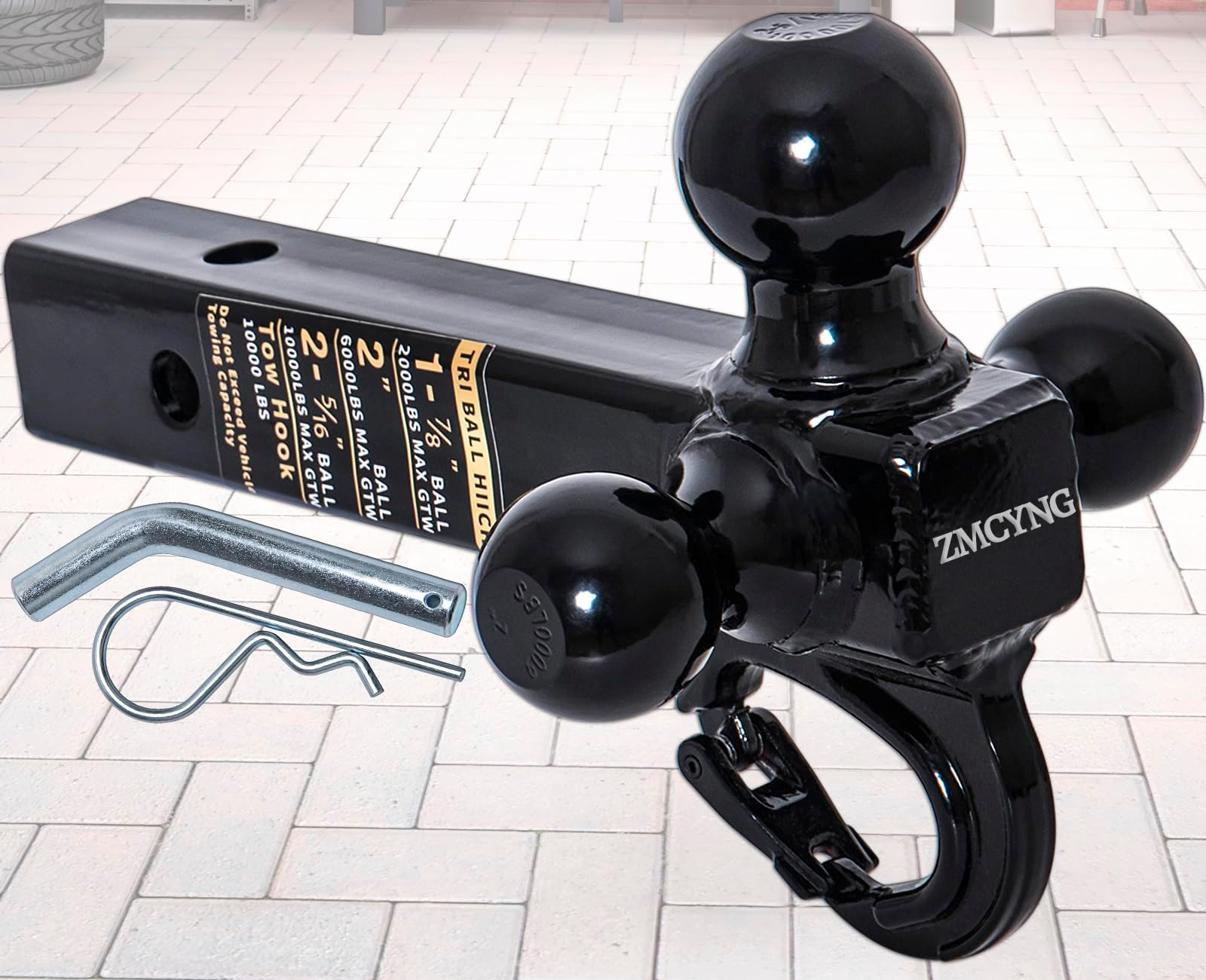 Amazon.com: Trailer Hitch Tri Ball Mount with Hook, Tri Ball Hitch Tow ...