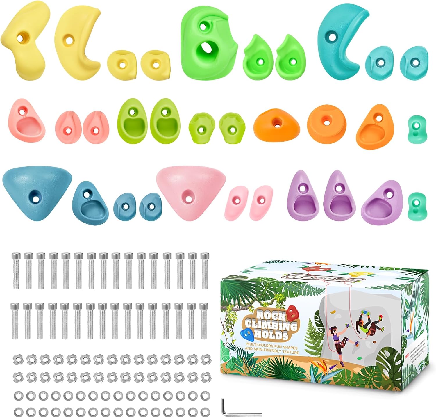 Amazon.com: TOPNEW 32 Rock Climbing Holds Multi Size for Kids, Adult ...