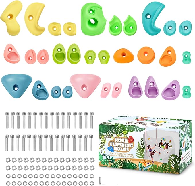 Amazon.com: TOPNEW 32 Rock Climbing Holds Multi Size for Kids, Adult ...