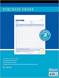 Amazon.com : 12 Purchase Order 2 Part 50 Set Receipt Book Invoice ...