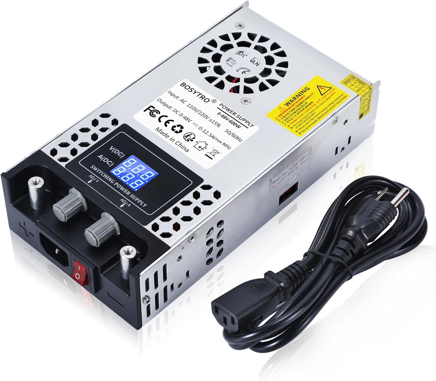 Amazon.com: BOSYTRO AC to DC Converter 48V DC Power Supply Adjustable 0-48V 0-12.5A SMPS Max ...