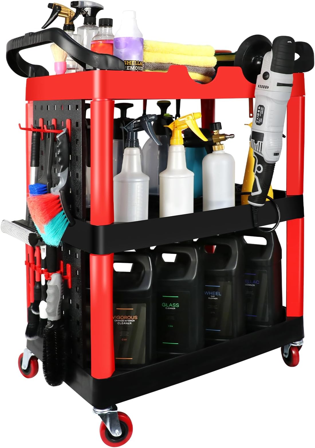 Amazon.com: ALL4DETAIL Auto Detailing Cart with Wheels, 3 Tier Car ...