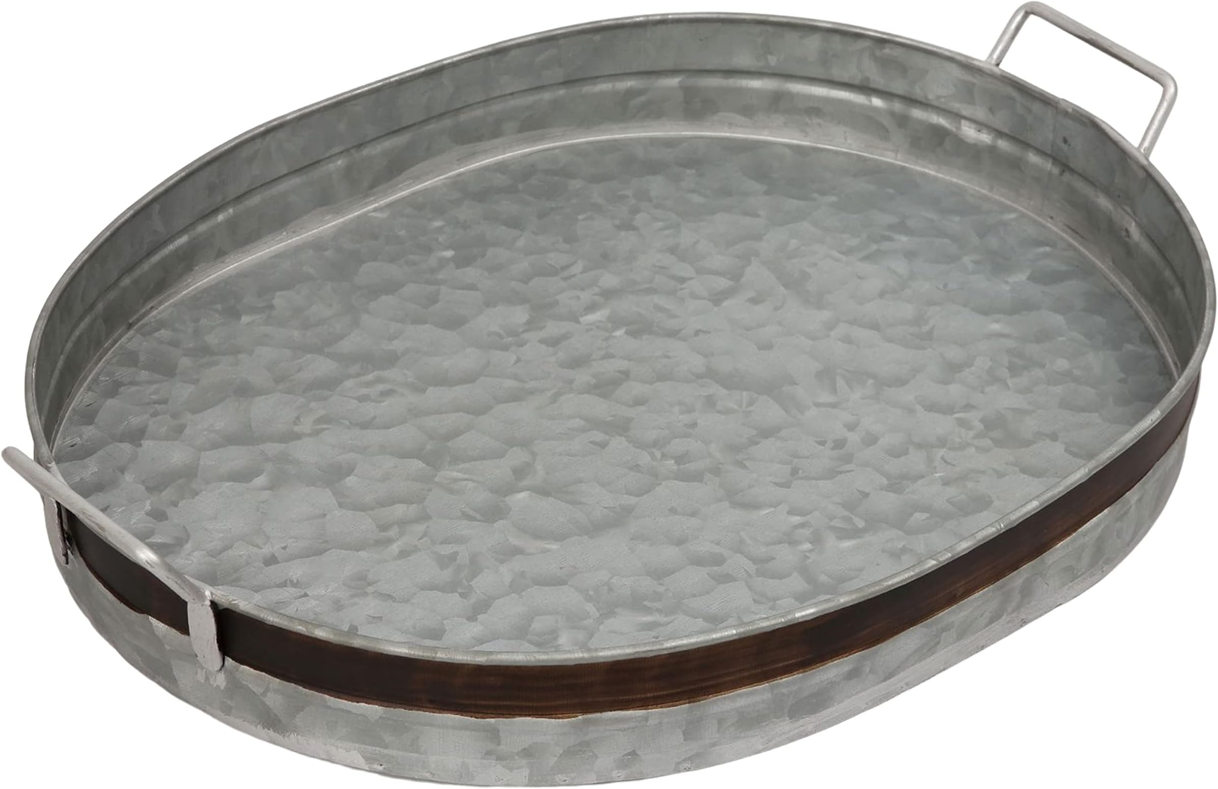 Amazon.com: Funerom 13.9X 8.8 inch Galvanized Metal Oval Tray with Rope ...
