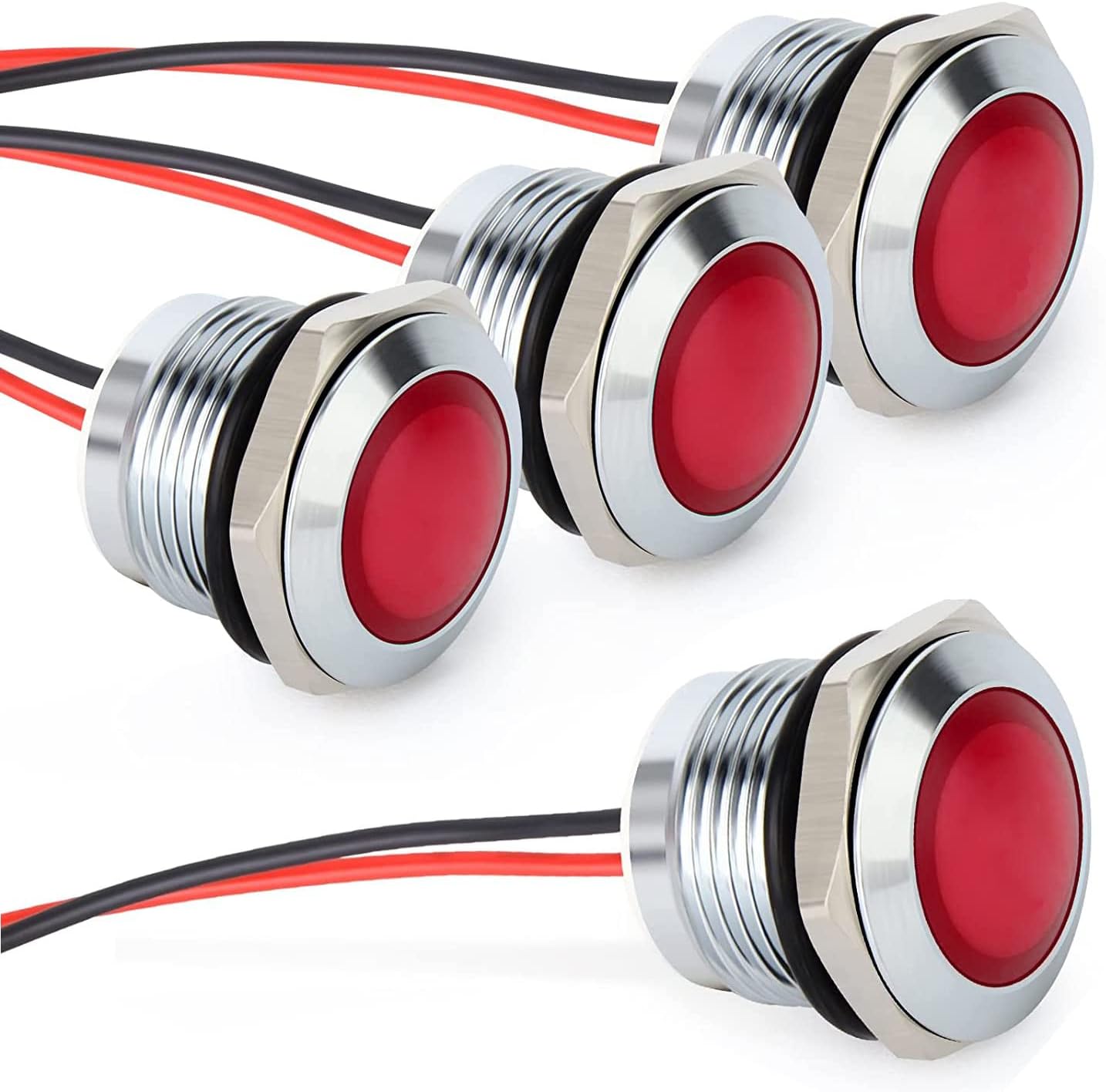 Gebildet 4pcs AC/DC 12-24V 20mA Energiesparanzeige Metallanzeigelampe ...