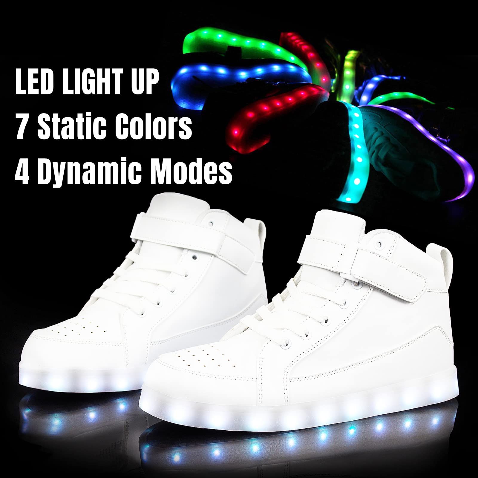 Snapklik.com : LED Light Up Shoes For Men USB Recharging High Top ...
