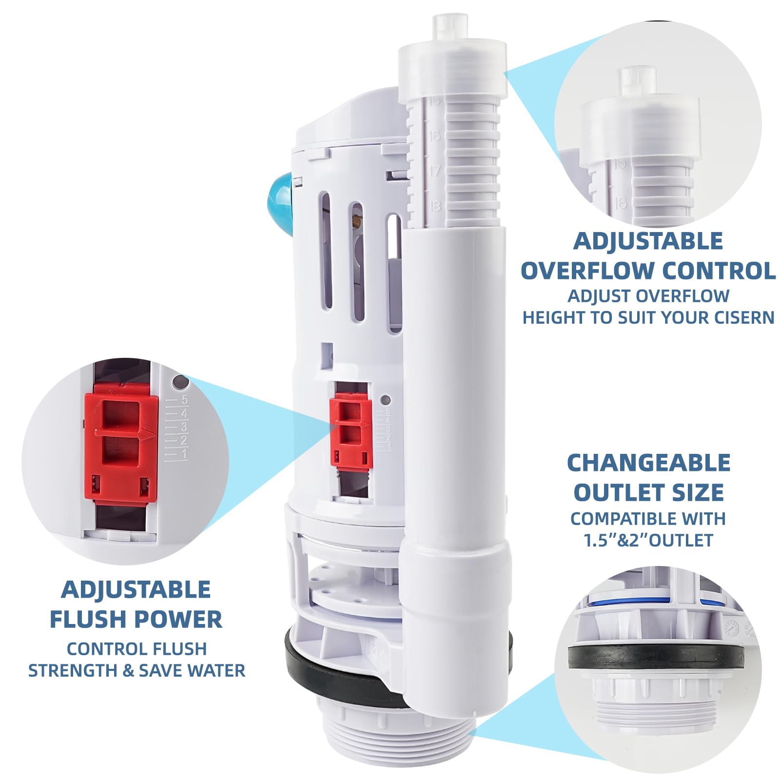 Toilet Flush System Replacement, WOVTE Dual Flush and Flush Button ...