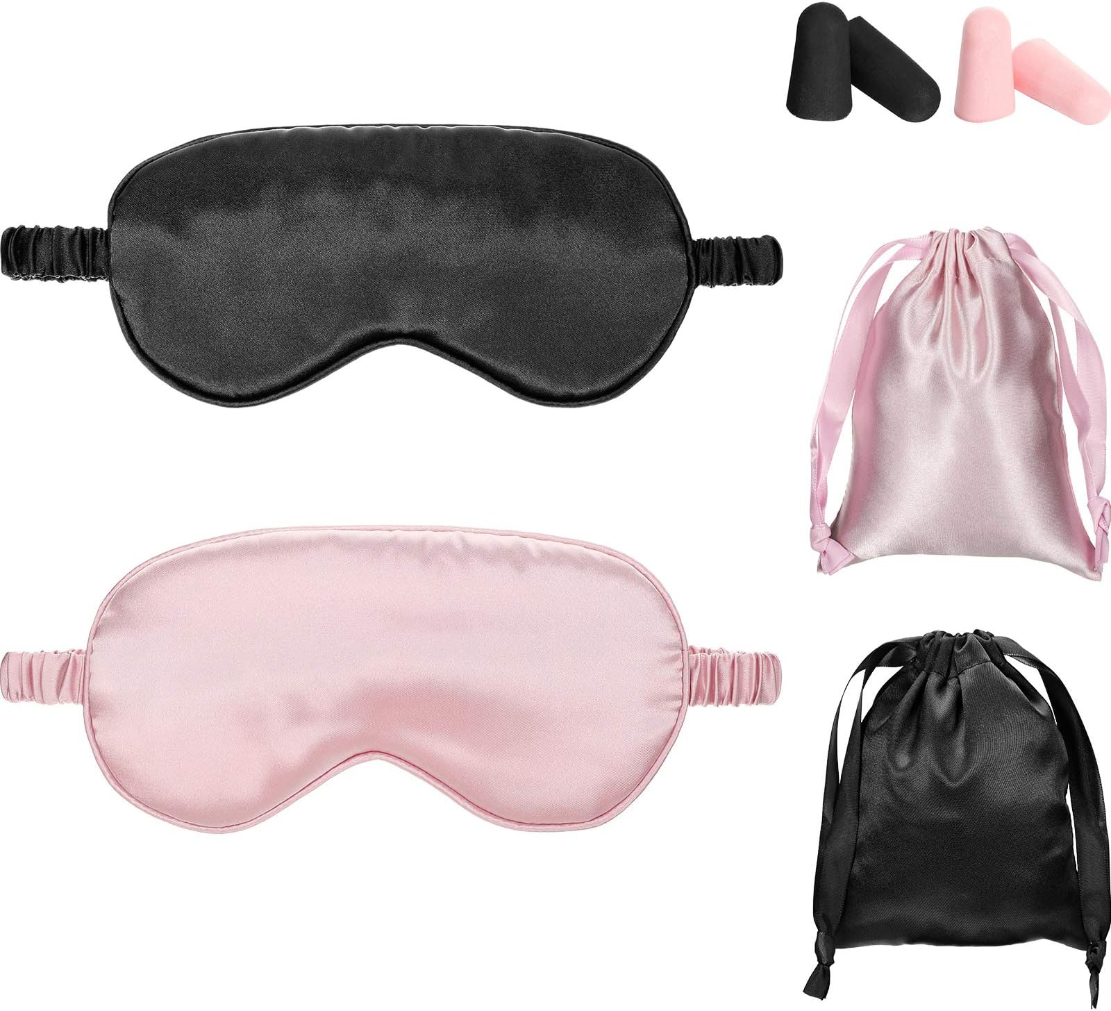 Amazon.com: Silk Satin Sleeping Mask Eye Mask Set Include 2 Blindfold ...