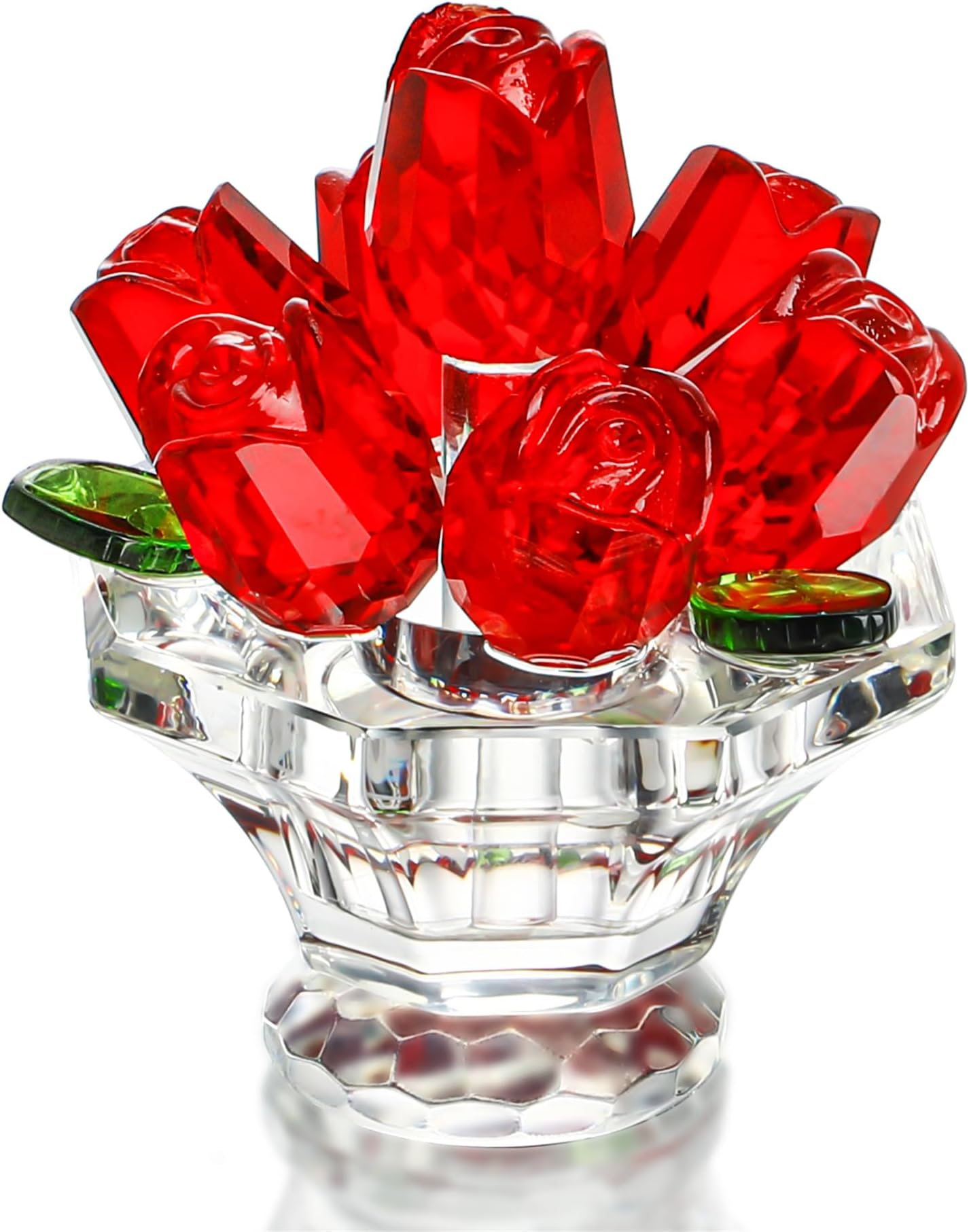 Amazon.com: Movdyka Red Rose Crystal Flower Glass Roses Bouquet Gifts ...