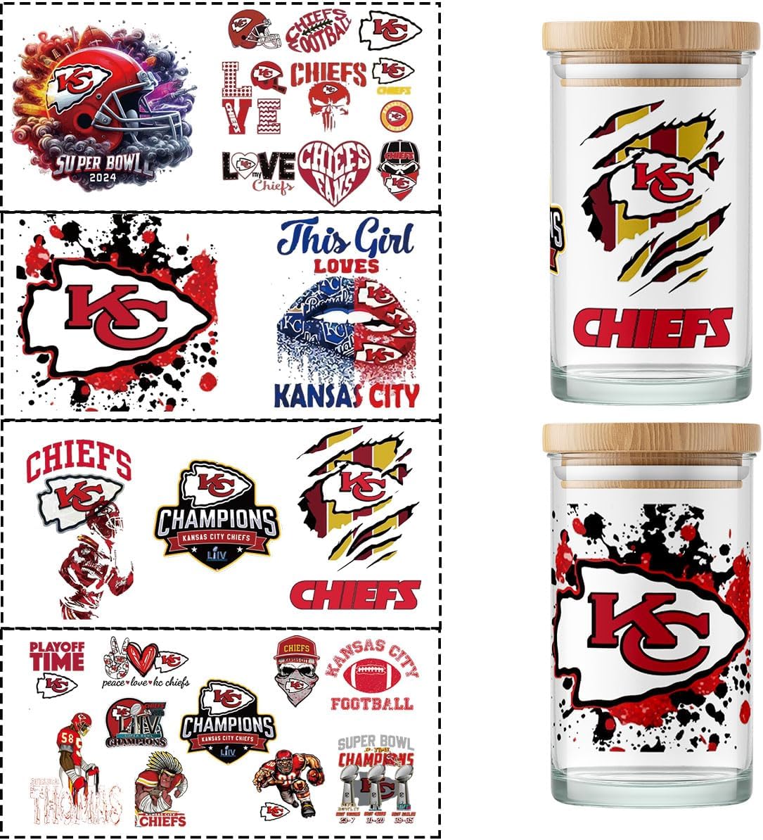 Amazon.com: 4PCS Cup Wraps USA Football UV DTF Cups Stickers Decals ...