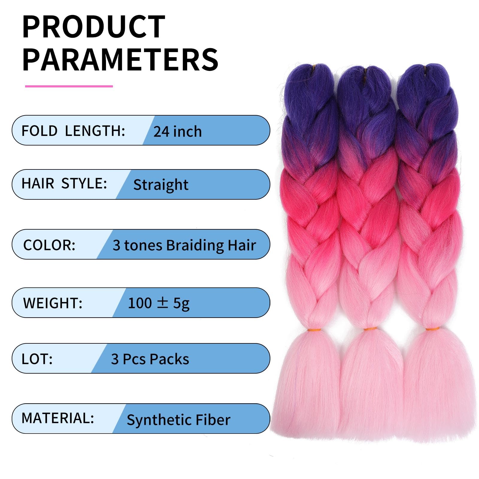 Snapklik.com : Mclisle Colorful Braiding Hair Extensions 24Inch 3Packs ...