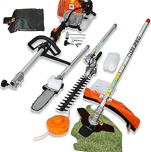 Amazon.com : 63cc 2-Cycle Gas Multi-Trimmer | 4-in-1 String Trimmer w/Rotatable Pole Saw, Weed ...