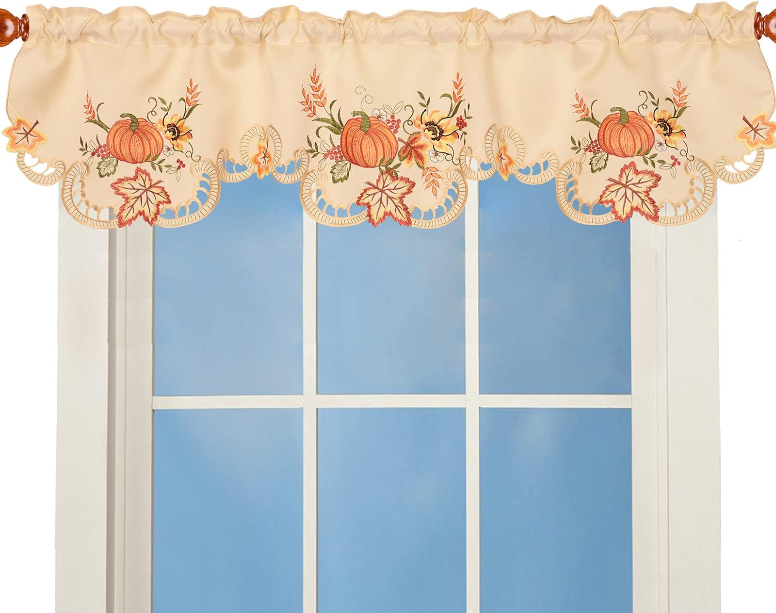 Amazon.com: Collections Etc Decorative Leaf Fall Window Valance, Rod ...