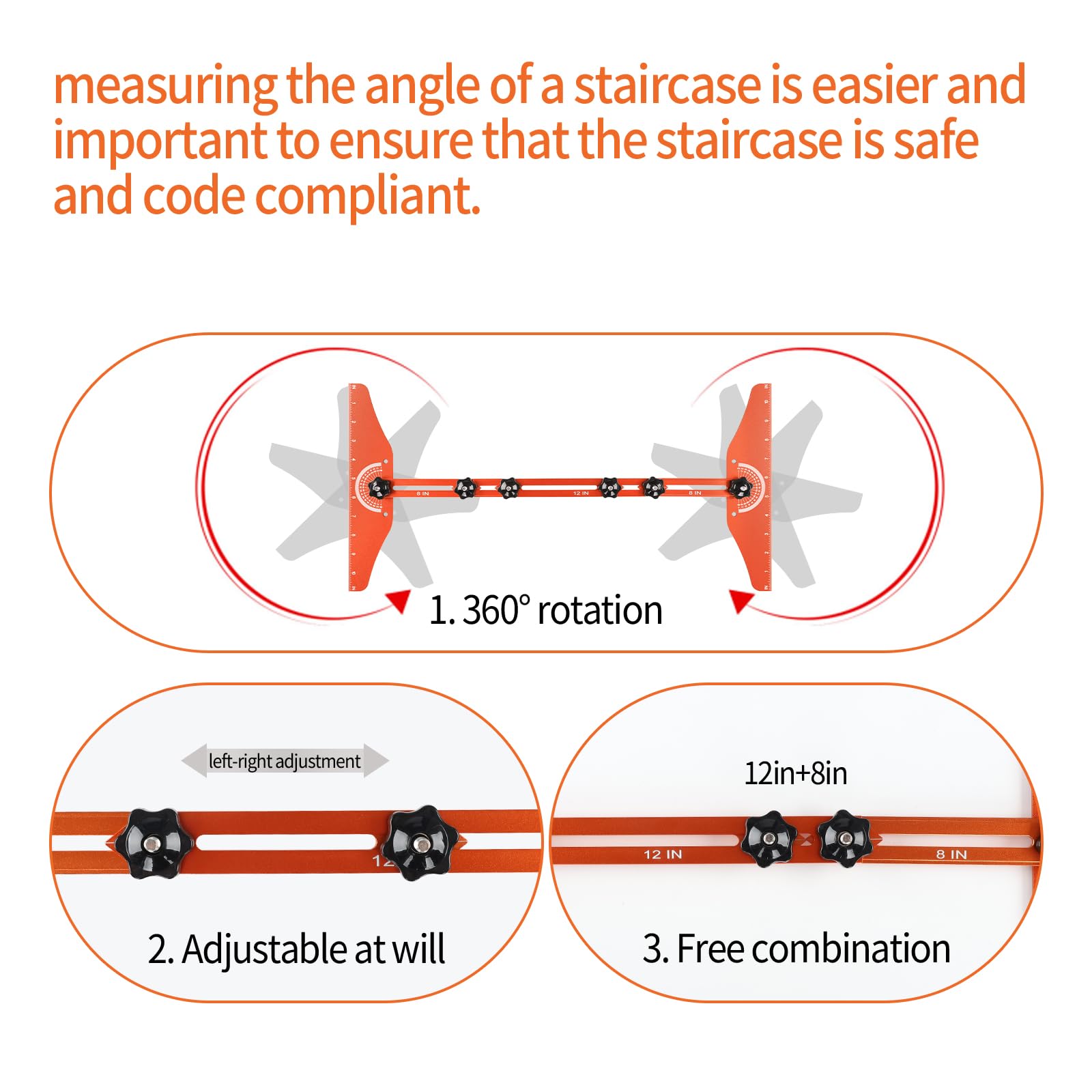 Snapklik.com : Ysfiuyo Stair Treads Gauge Template Tool,Stair Measuring ...