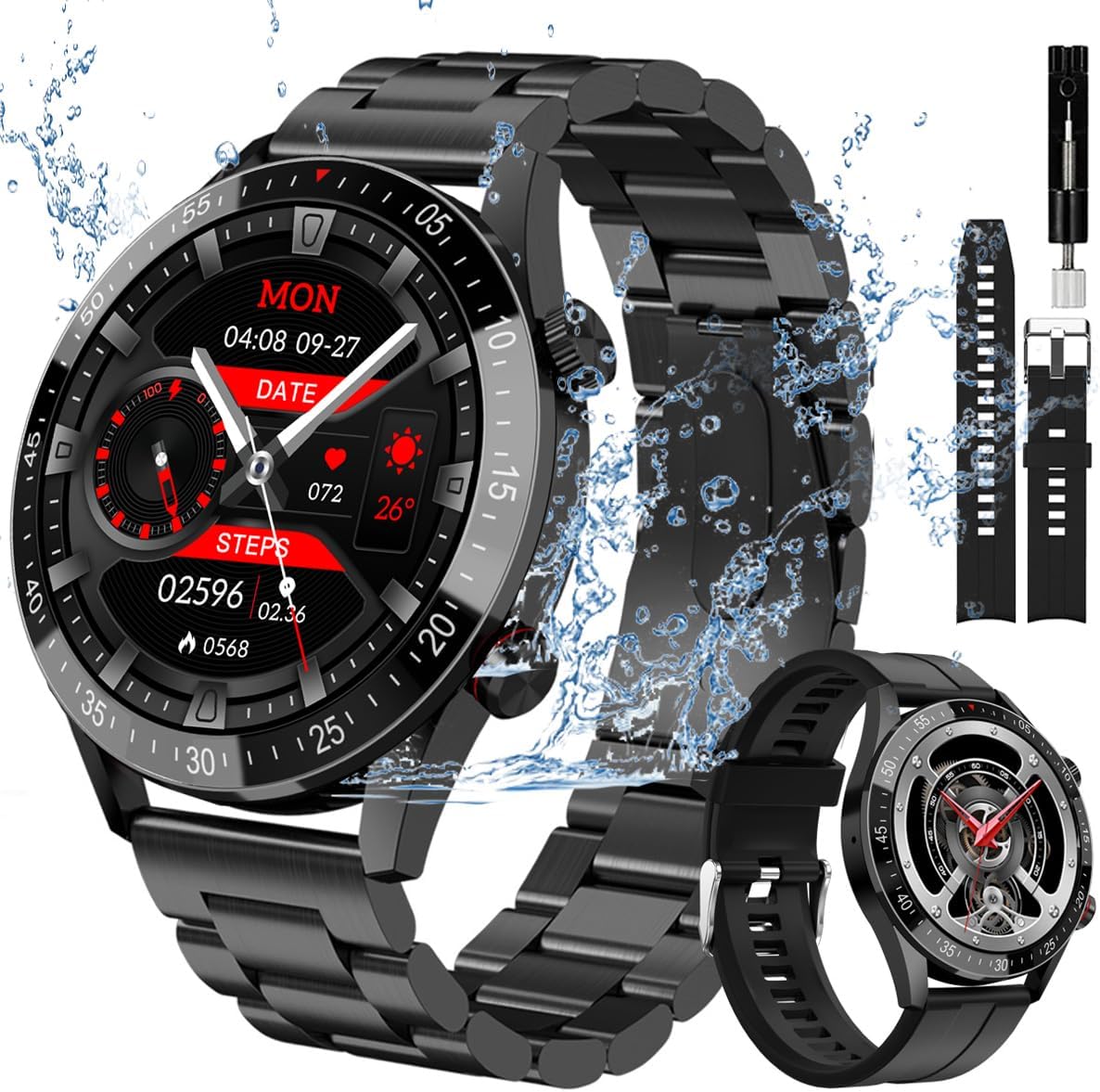LIGE Reloj Inteligente Hombre con Llamadas Bluetooth,1.43" AMOLED ...