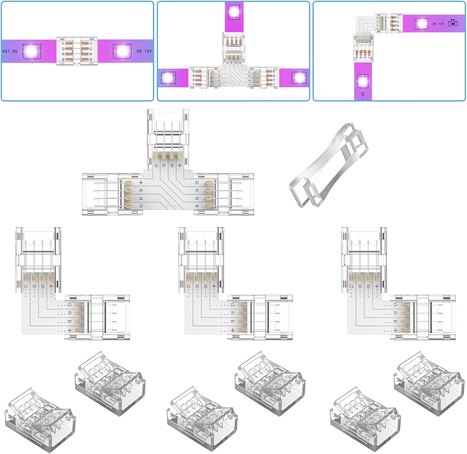 BTF-LIGHTING 3Pin WS2812B WS2811 SK6812 Corner Connector 10mm Wide led ...