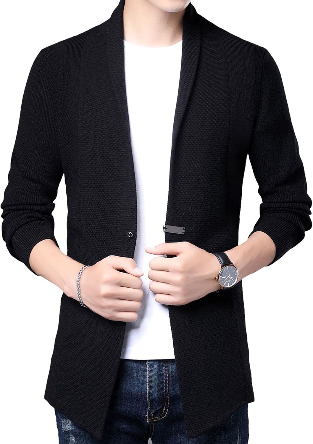 Jinda Men's Long Sleeve Cardigan Cable Knit Cardigan Sweaters ...