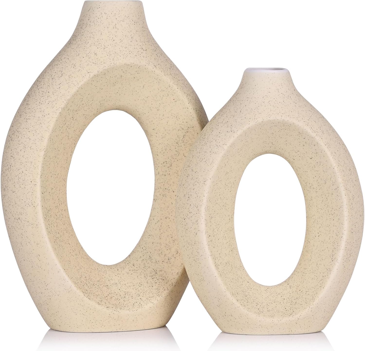 Amazon.com: Beige Vase Set of 2, Modern Hollow Beige Ceramic Vase ...