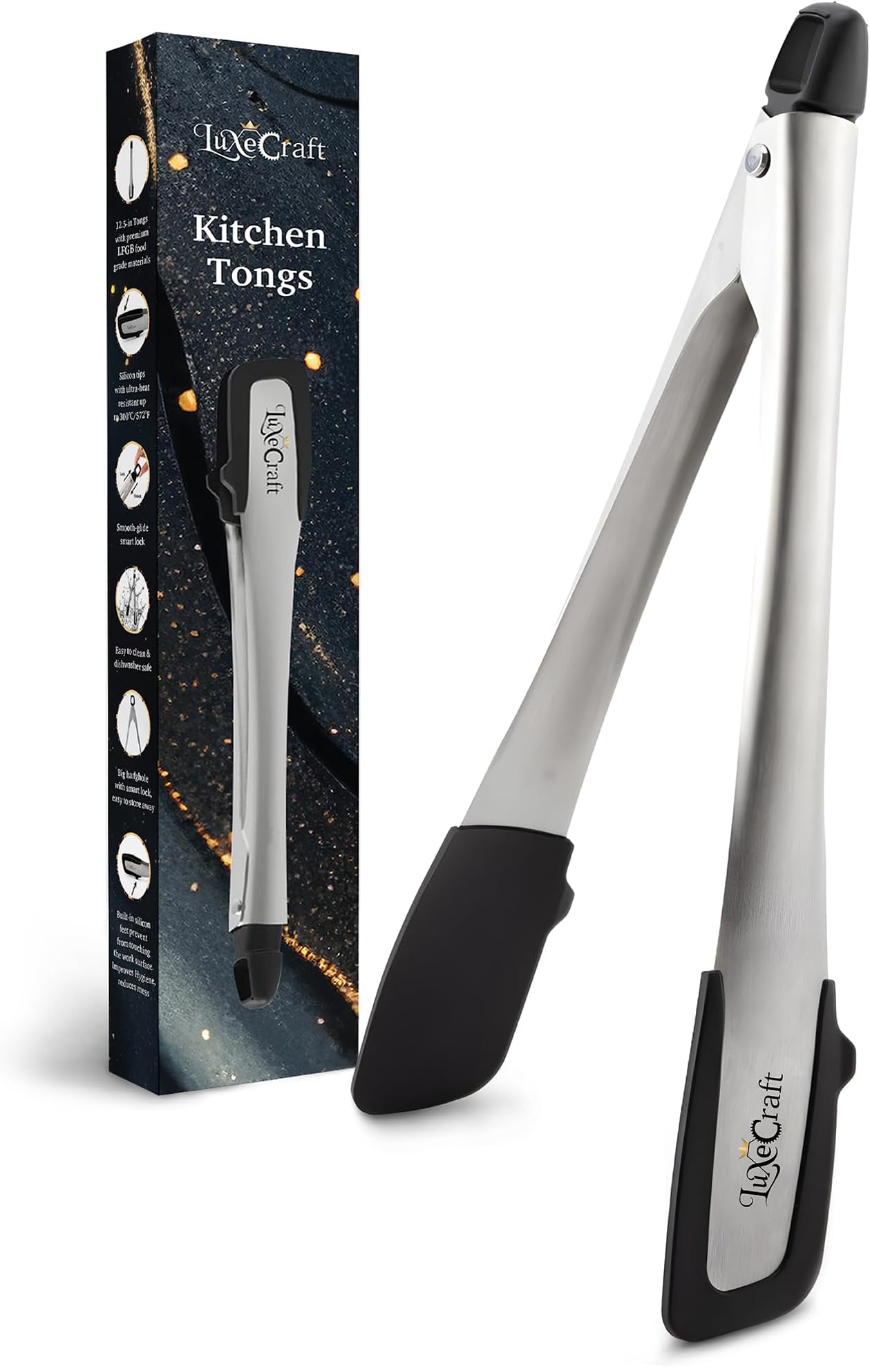 Stainless Steel Kitchen Tongs Cooking Utensils Barbecue Baking Ice ...