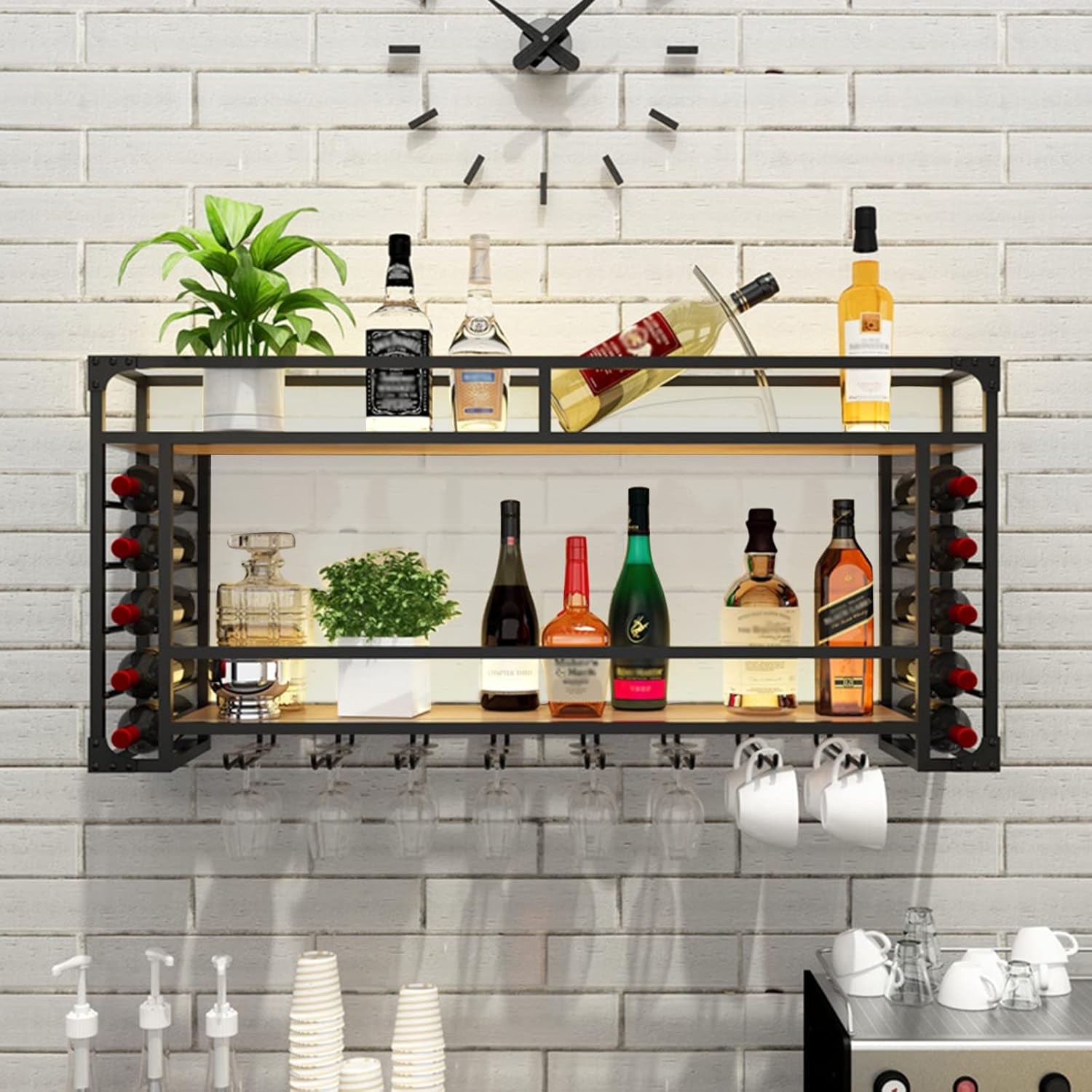 Amazon.com: COZLMHJ LED Industrial Wine Rack Wall Mounted, Wall Wine ...