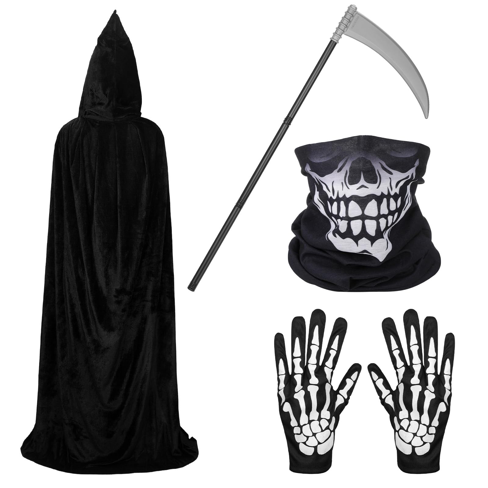 Amazon.com: Croknit Halloween Grim Reaper Costume Set with Velvet ...