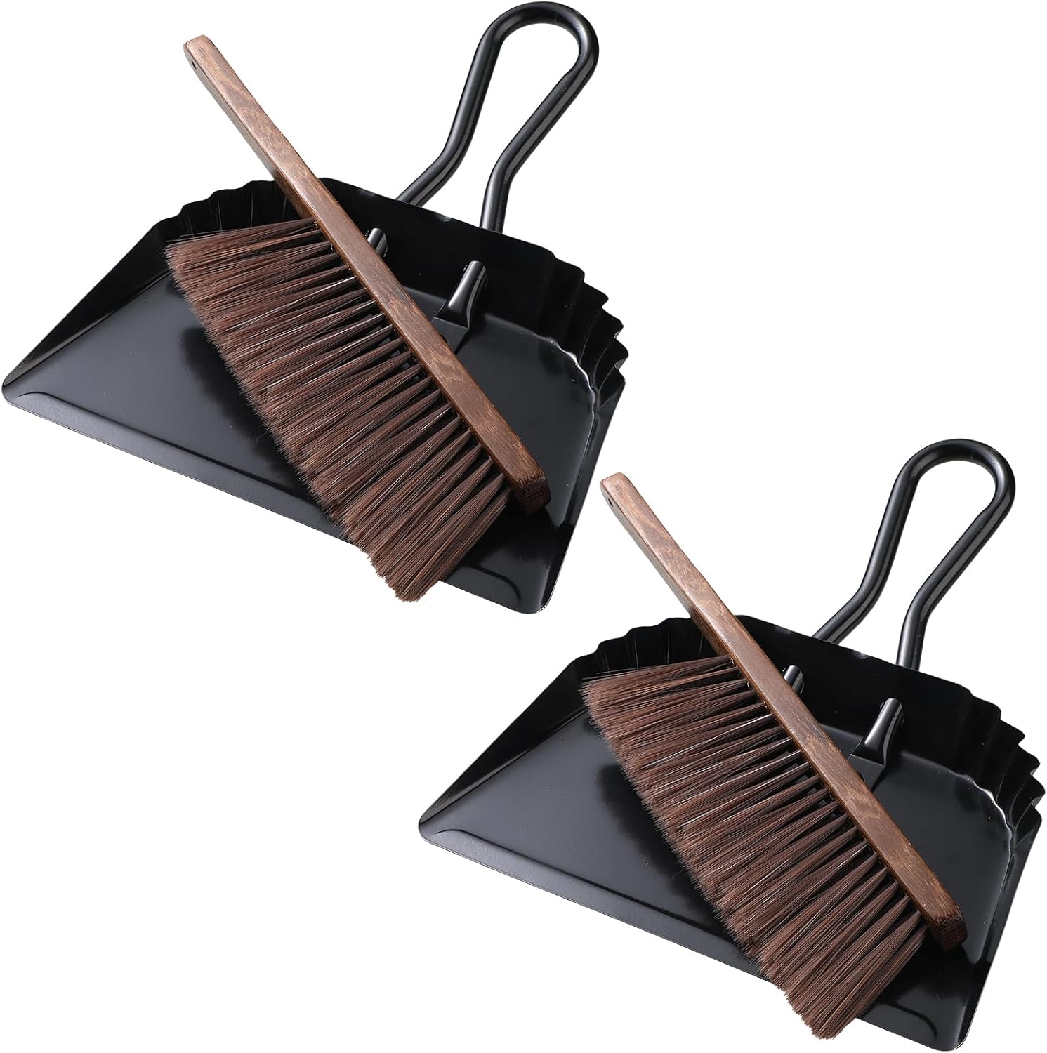 Amazon.com: SiliFine 4 Pcs Dustpan and Brush Set 12" Heavy Duty Metal Dust Pan with Handle Brush ...