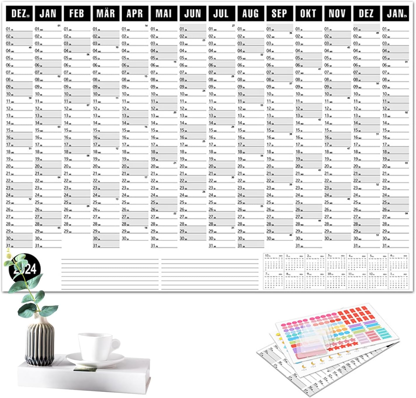 Calendrier 365 jours, calendrier mural 365 jours 2024 - Calendrier ...