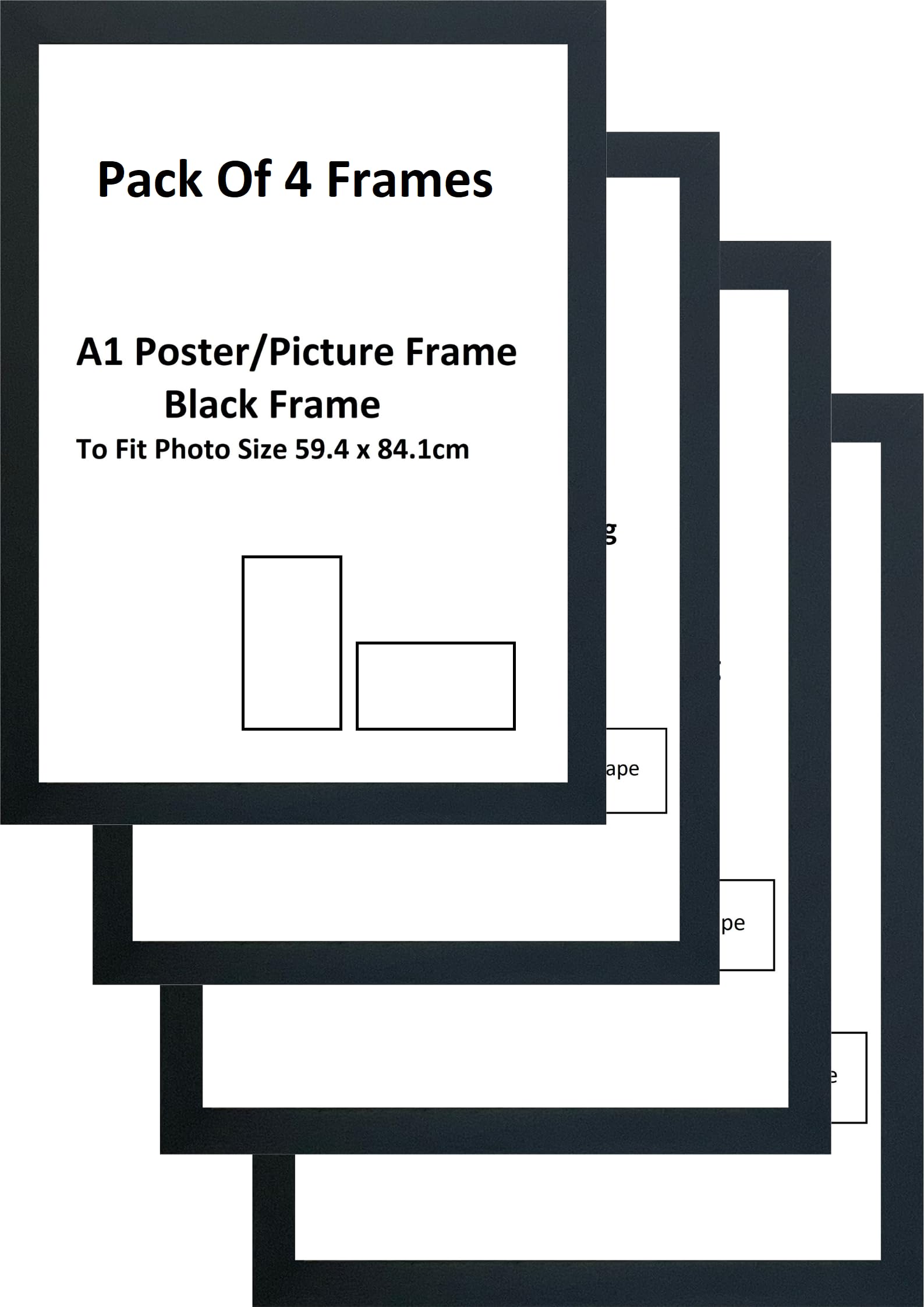 DECORO Black A1 Photo Frame (Pack Of 4) - 59.4 x 84.1 cm Frame A1 Wood ...