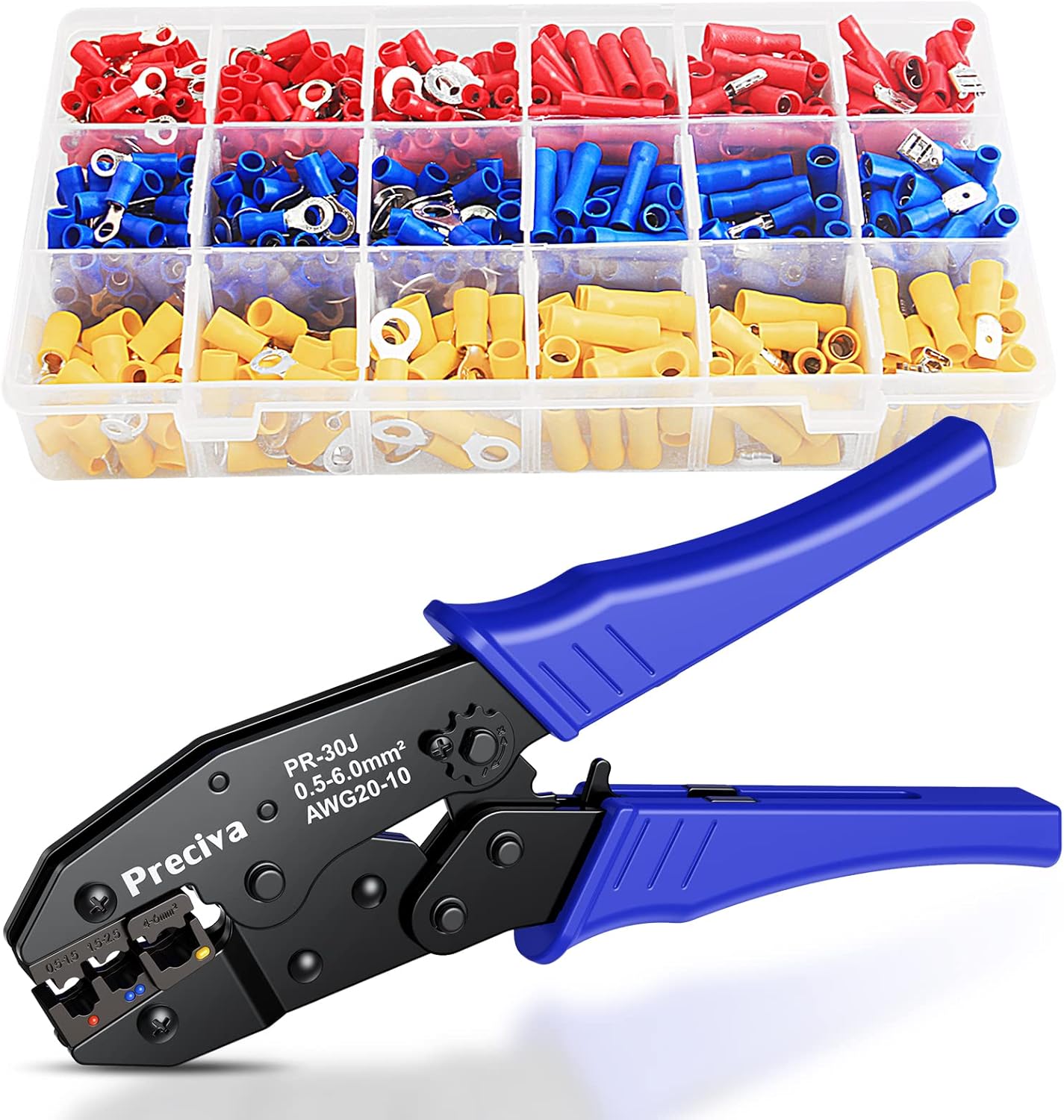 Wire Terminals Crimping Tool Kit with Plastic Box, Preciva AWG20-10 ...