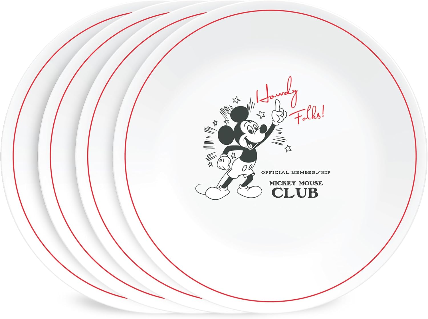 Amazon.com | Corelle Vitrelle Micky Mouse 4-PC Salad Plates Set, 8.5 ...