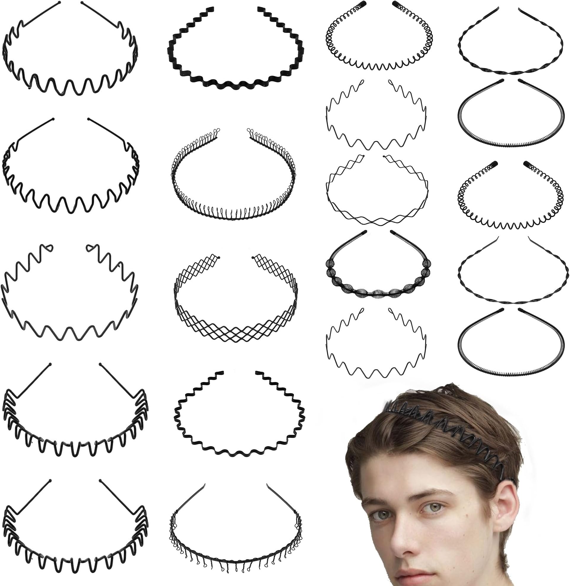Amazon.com : BOYIVI 15 Pieces Metal Headband for Men and Women Unisex ...