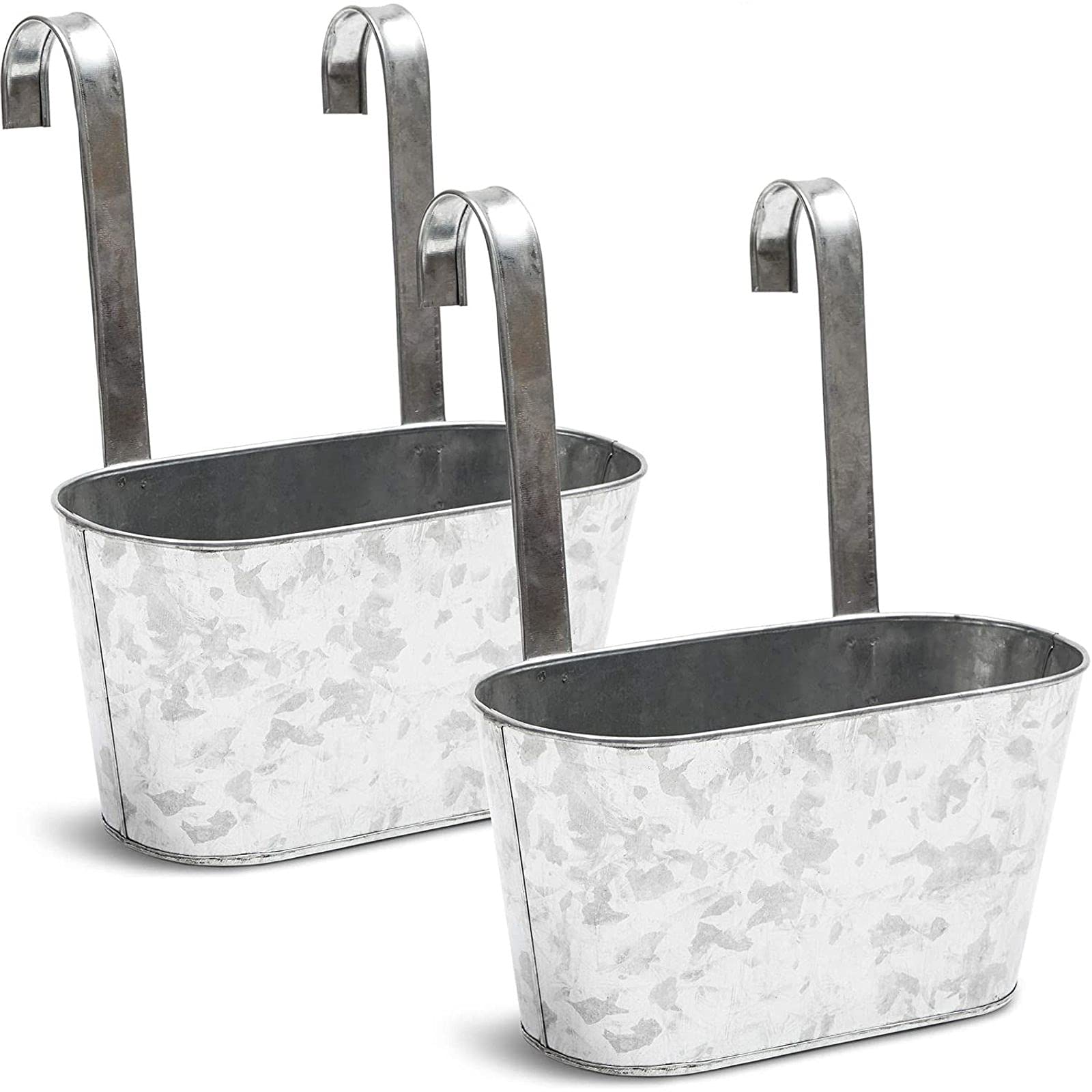 Amazon.com: Juvale 2 Pack Large Galvanized Metal Hanging Bucket Planter ...