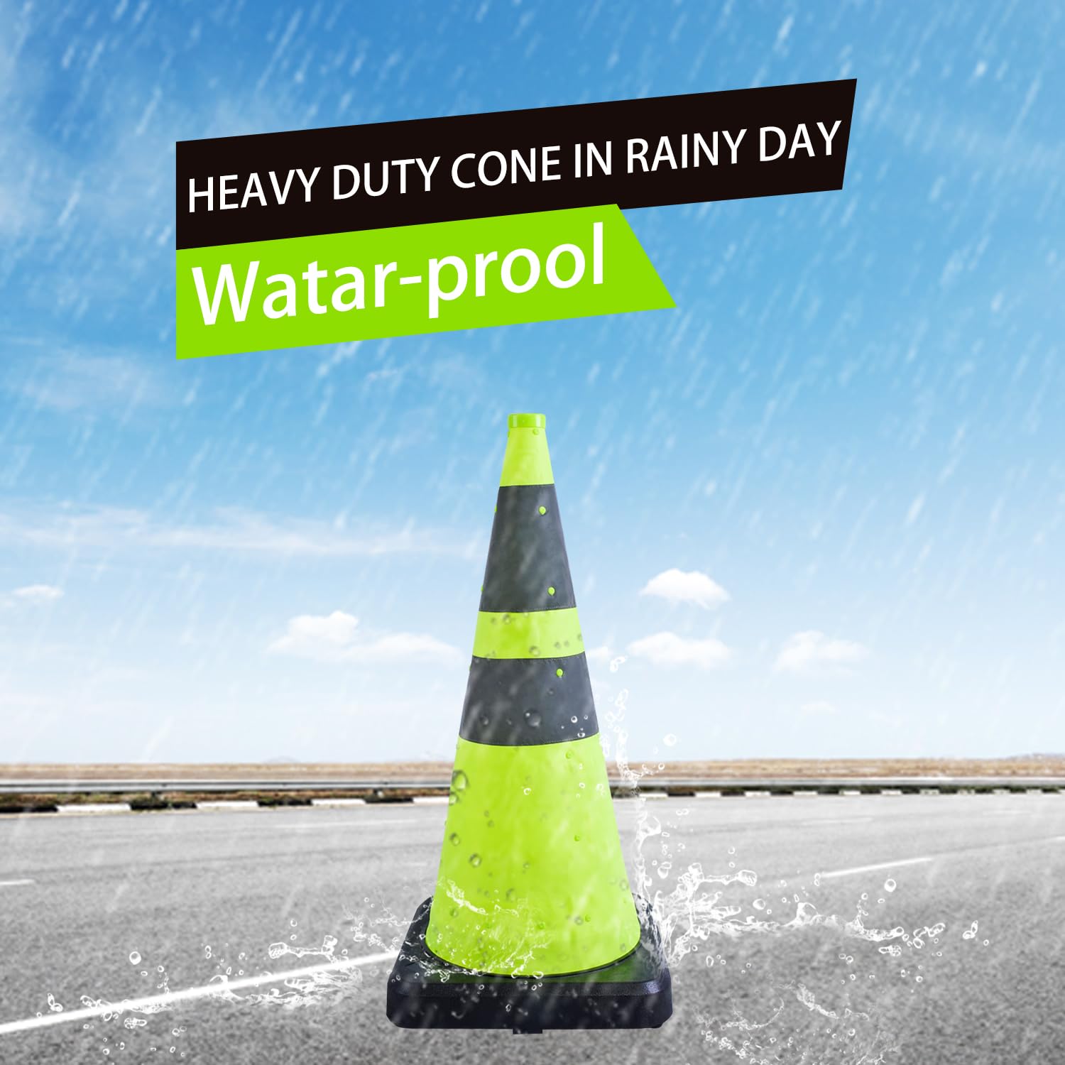 Snapklik.com : BESEA 28” In Collapsible Green Traffic Cones Safety ...