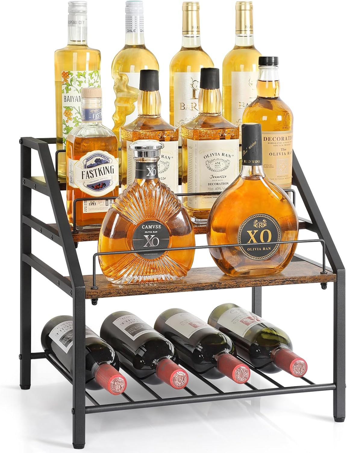 Amazon.com: VINAEMO Wine Racks Countertop, 3-Tier Liquor Bottle Display ...