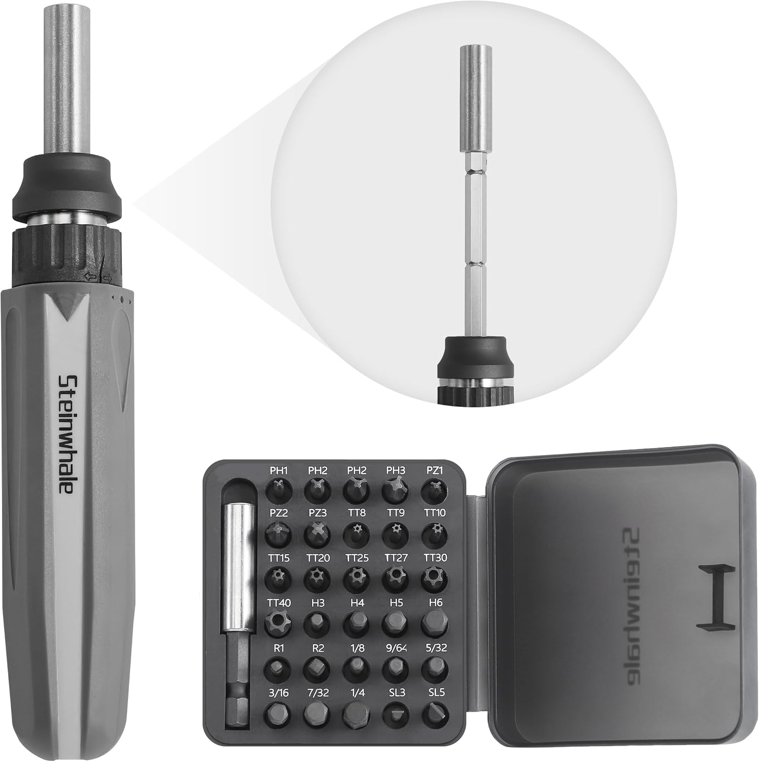 Steinwhale 32 in 1 Ratchet Screwdriver Set with Push-Eject Extension ...