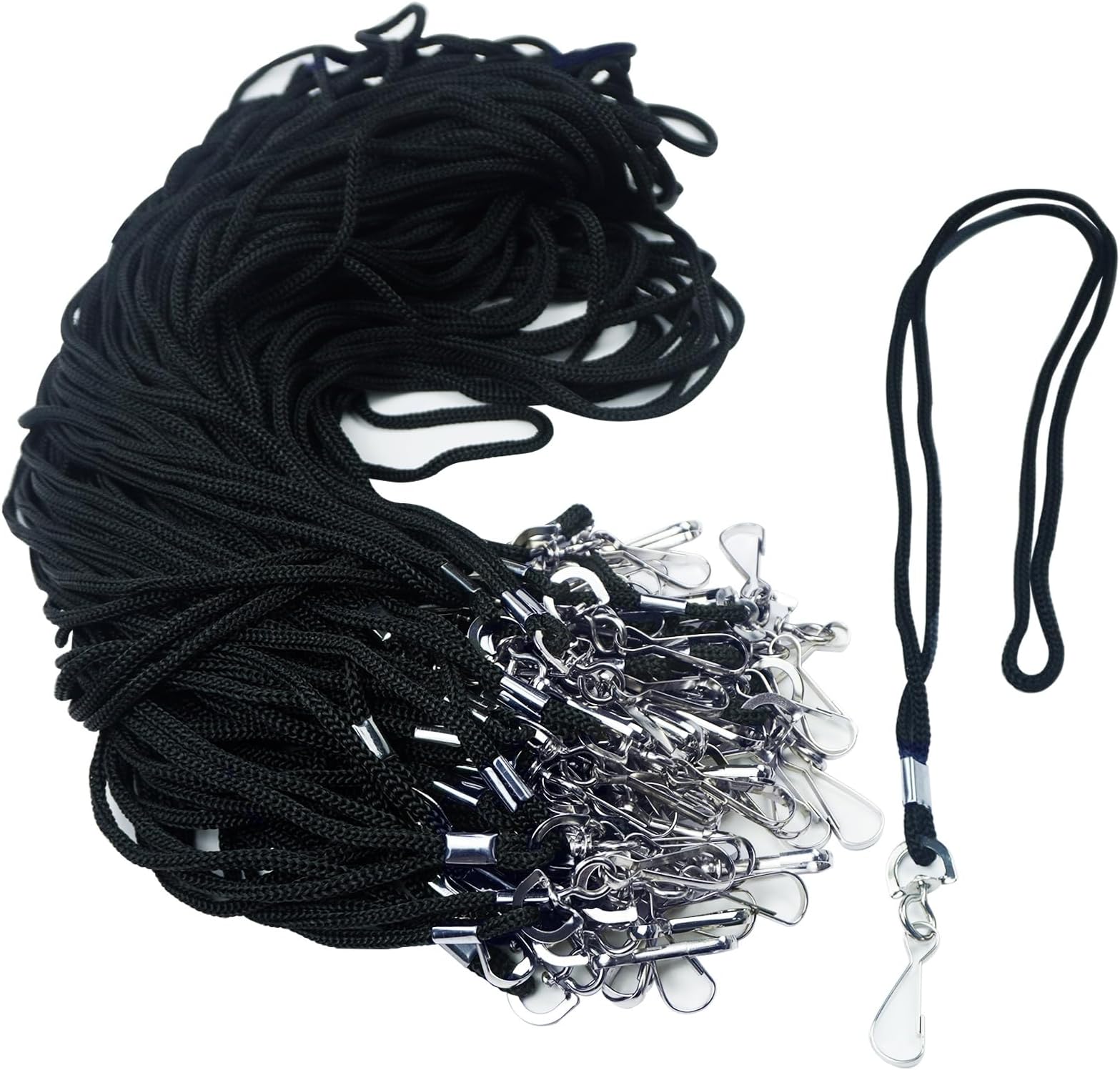 Amazon.com: 100-Pack Black Lanyards for ID Badges with Swivel J-Hooks ...