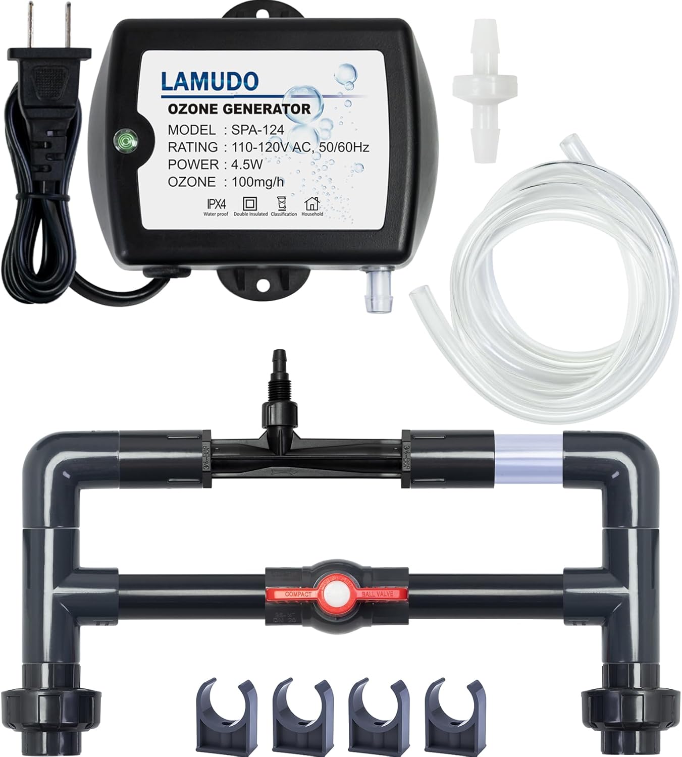 Amazon.com: Lamudo Ozone Venturi Injector Kit with SPA-124 Ozone Generator for Cold Plunge, Hot ...