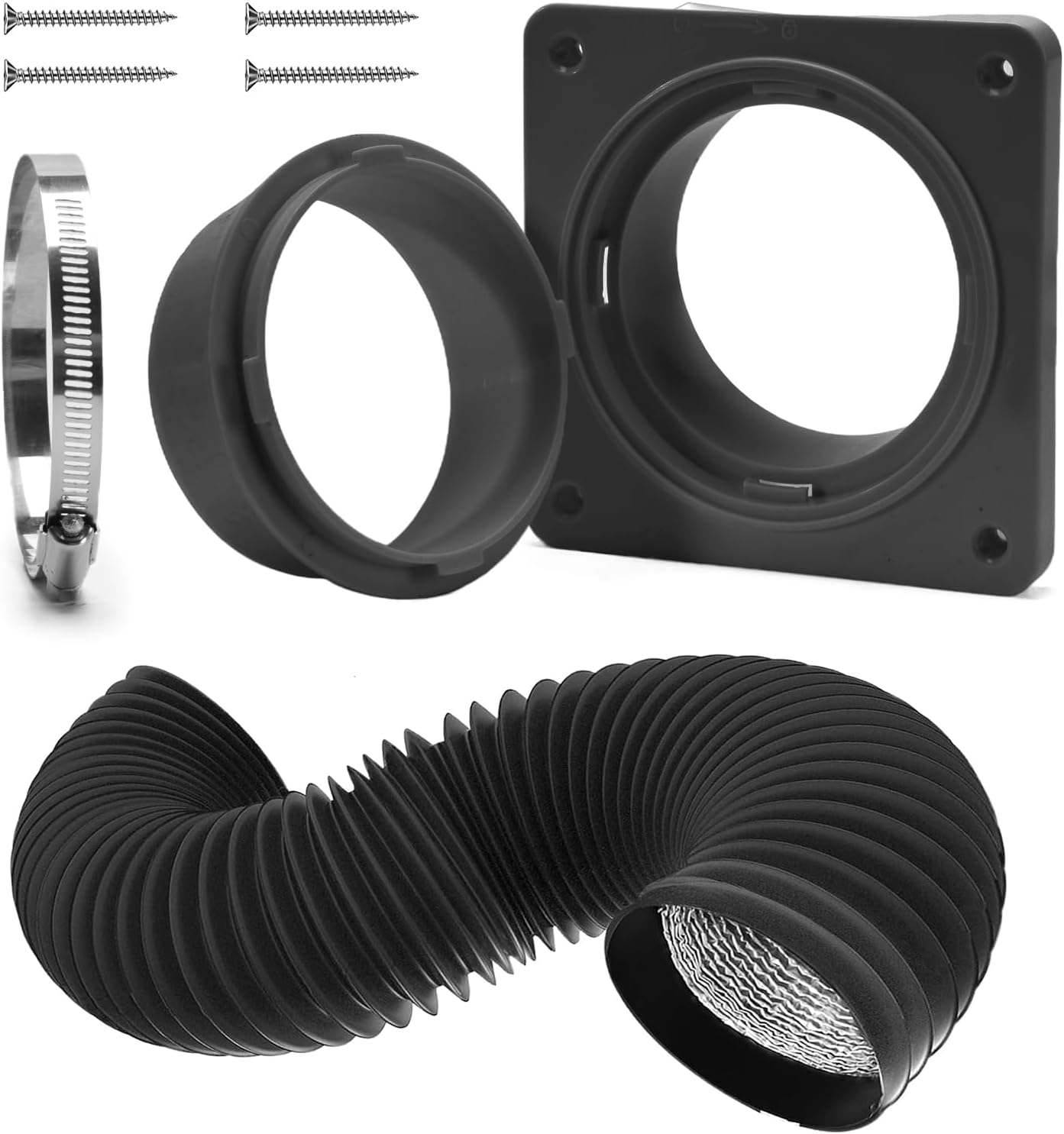 Amazon.com: Dryer Vent Wall Plate Connector Kit with 4" Flexible Duct ...