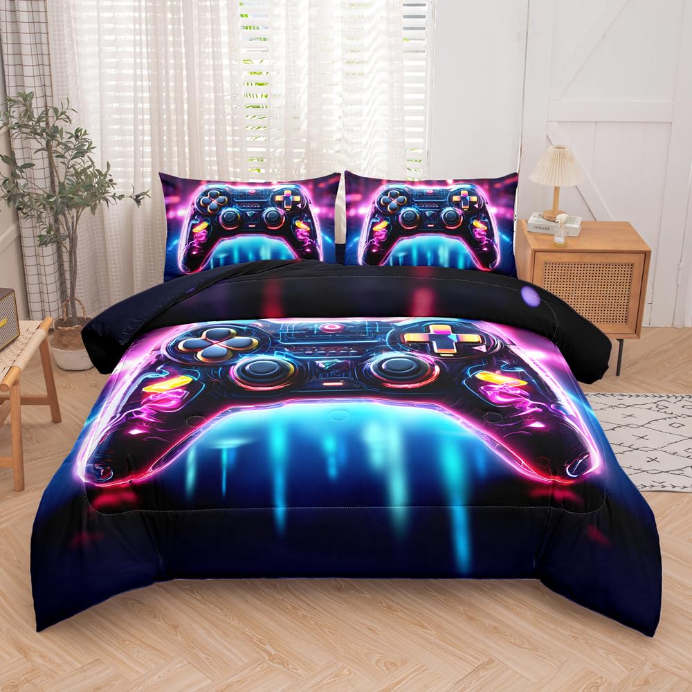 Amazon.com: Helloosuu Gamer Comforter Set Full 5PCS,Gamer Bedding Set ...